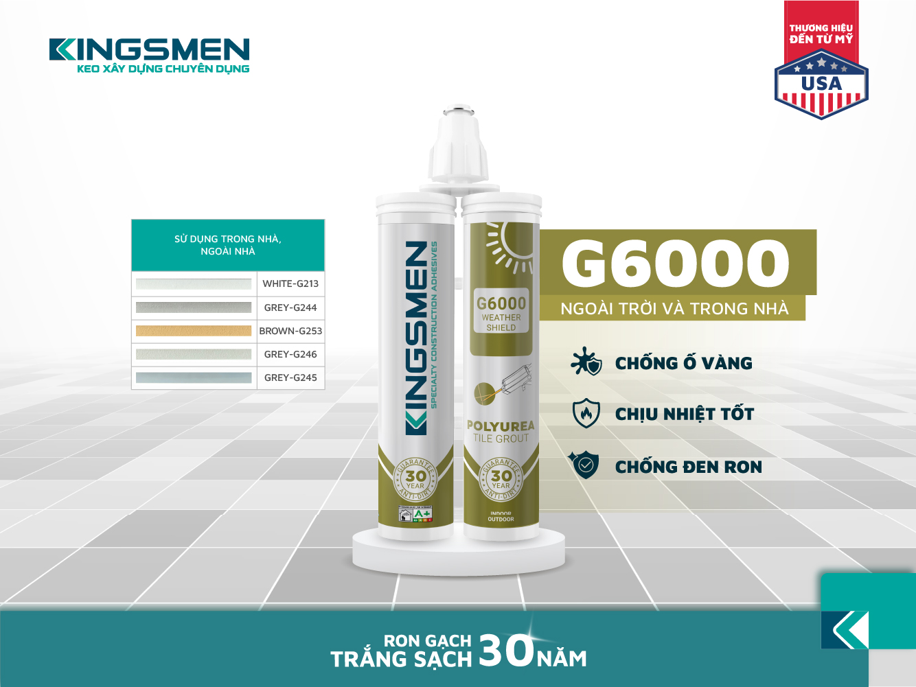 Keo Ron Gạch Kingsmen G6000 - Chuyên Dụng Trong Nhà Và Ngoài Trời
